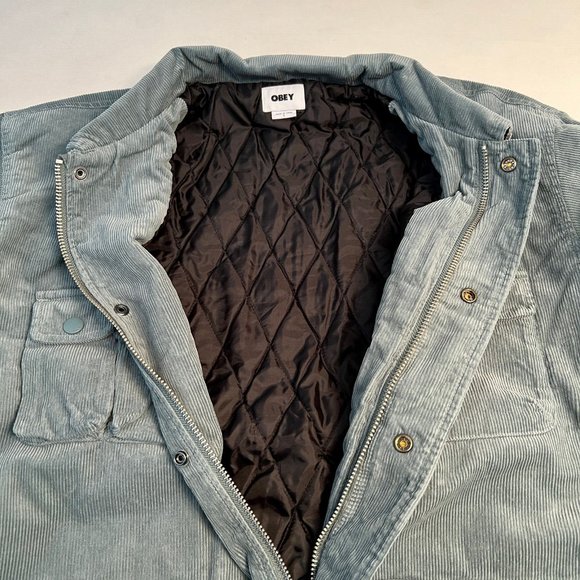 Obey | Jackets & Coats | Obey Quilted Tactical Jacket Eliot Slate Blue ...